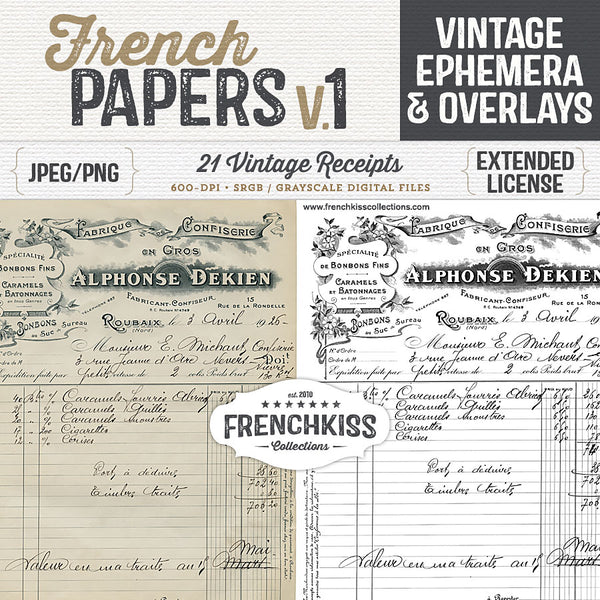 Vintage French Receipts - Leslie Nicole